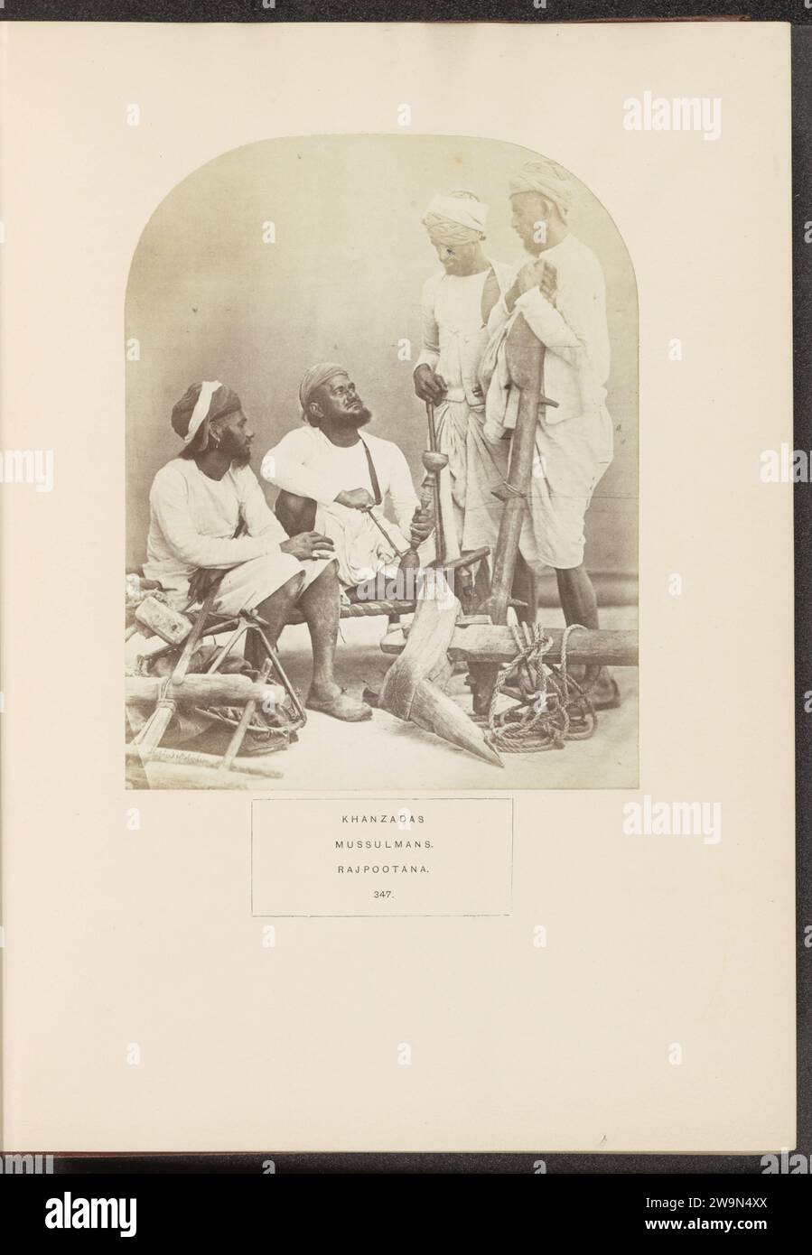 Portrait of four unknown men from Khanzada origin with attributes for ...