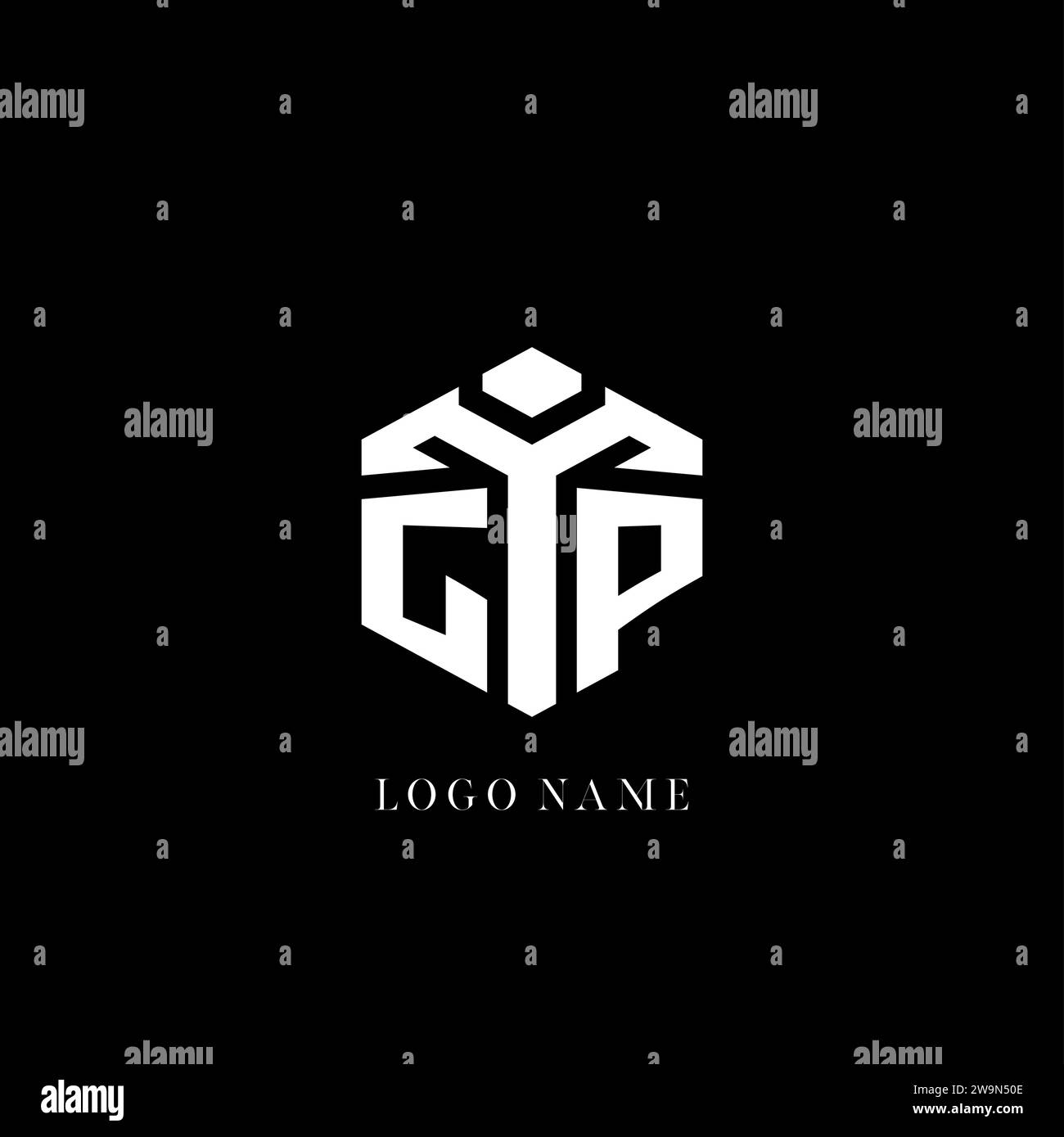 Initial GP logo hexagon shape geometric style vector graphic Stock ...
