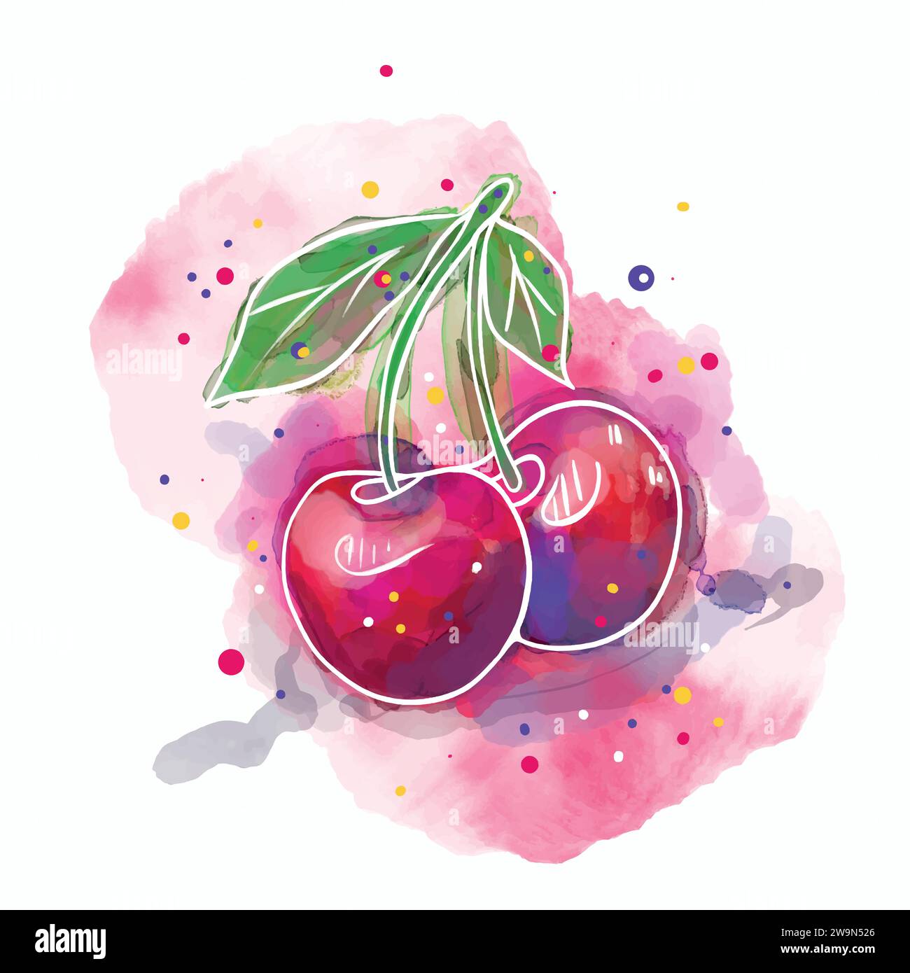 Set bright juicy fruits Stock Vector Images - Alamy
