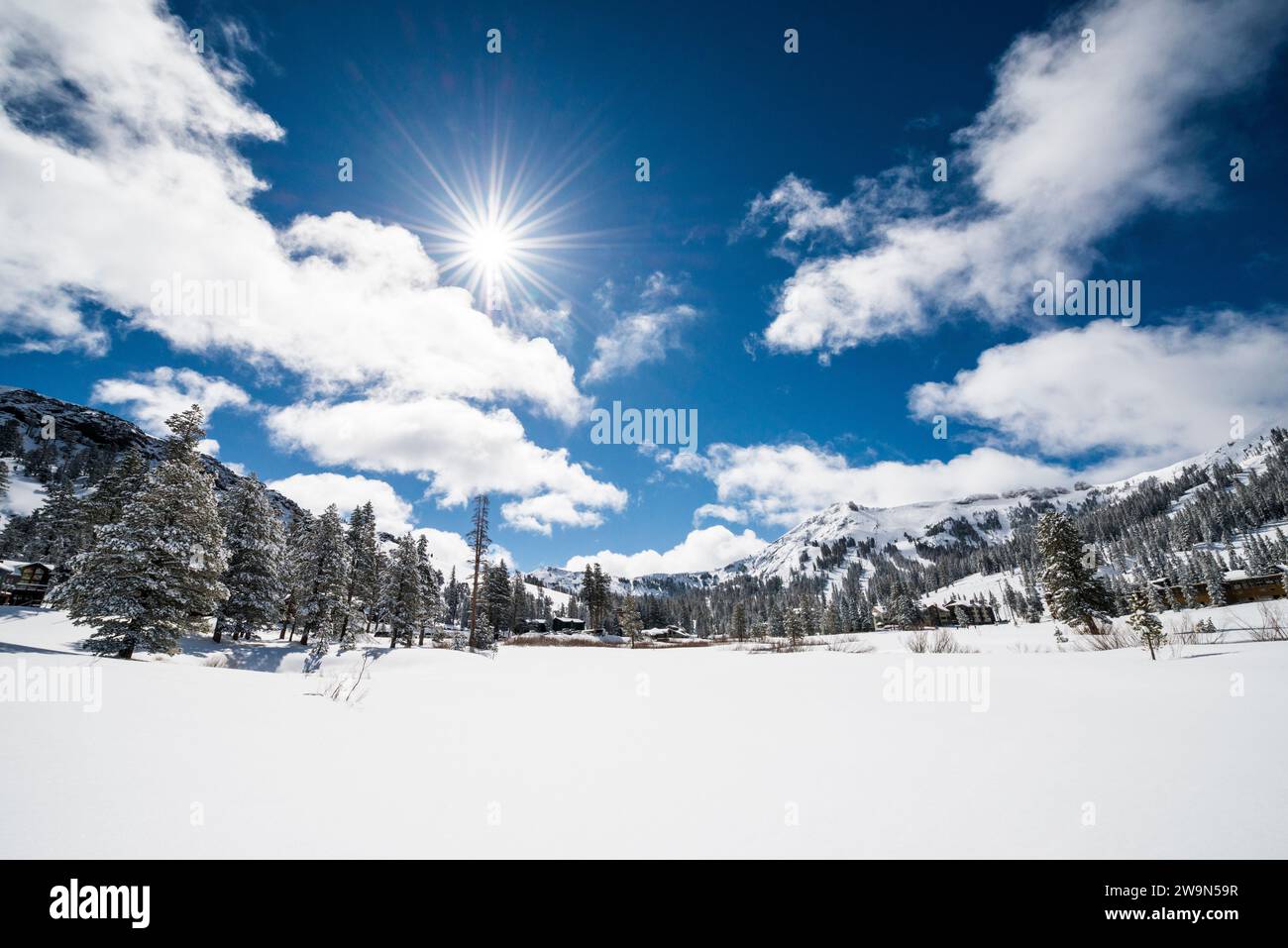 A beautiful winter morning at Kirkwood Mountain Resort after a fresh ...