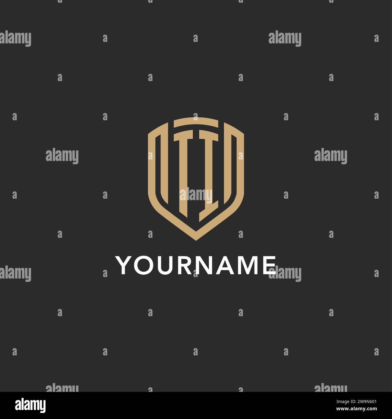Luxury TI logo monogram shield shape monoline style with gold color and ...