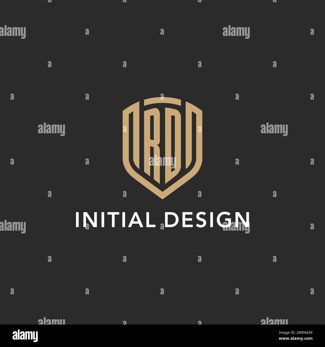 Luxury RD logo monogram shield shape monoline style with gold color and ...