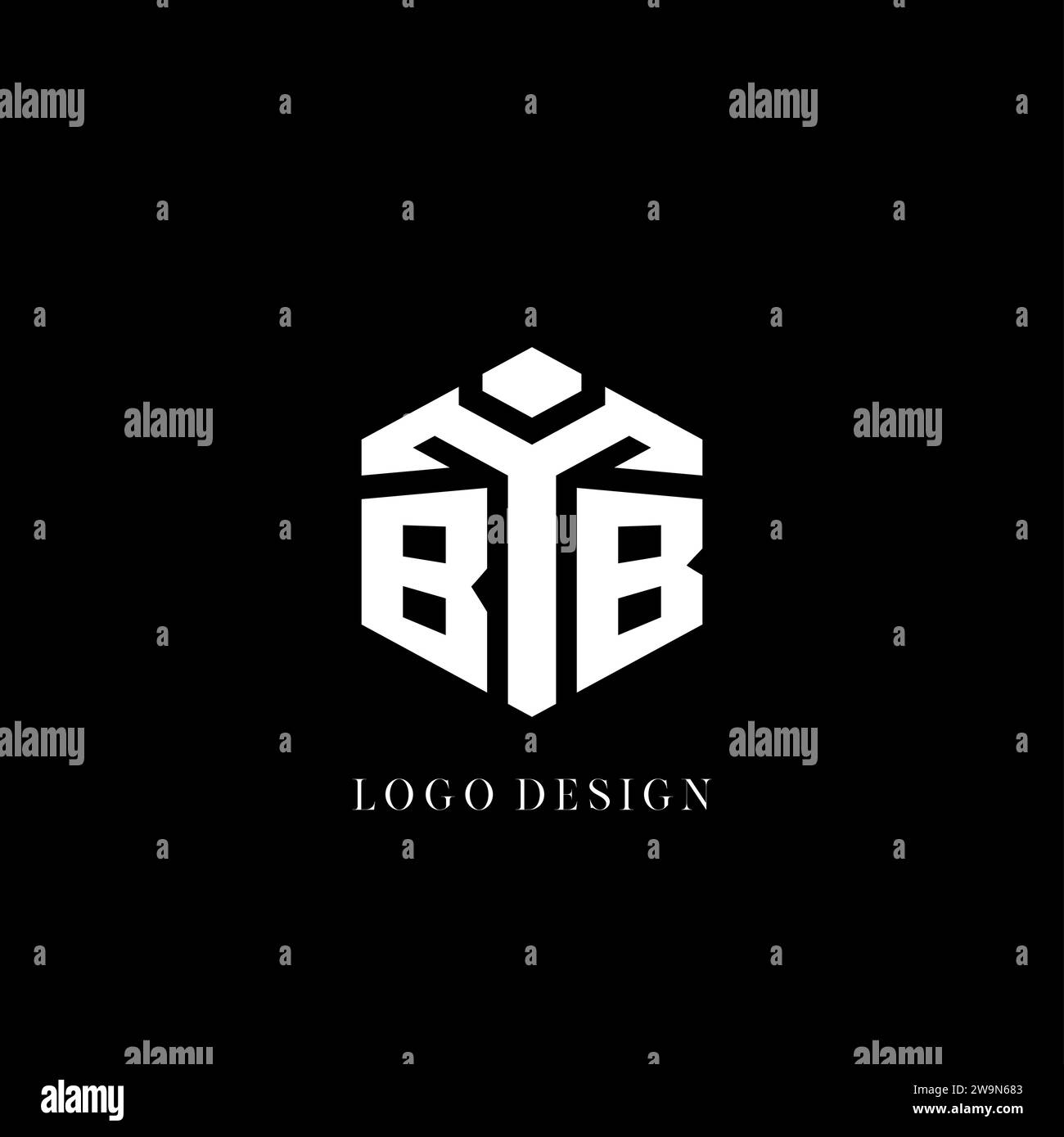 Initial BB logo hexagon shape geometric style vector graphic Stock ...