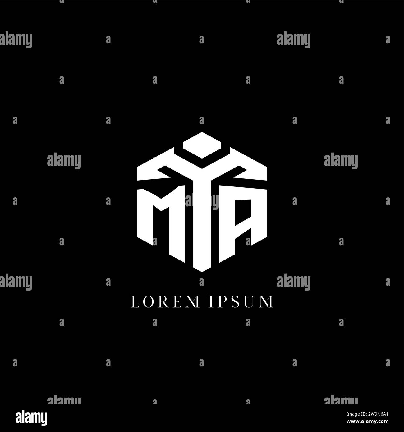 Initial MA logo hexagon shape geometric style vector graphic Stock ...