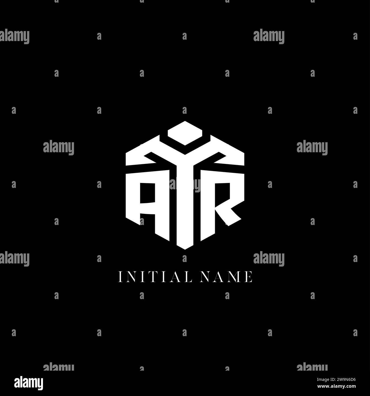 Initial AR logo hexagon shape geometric style vector graphic Stock ...