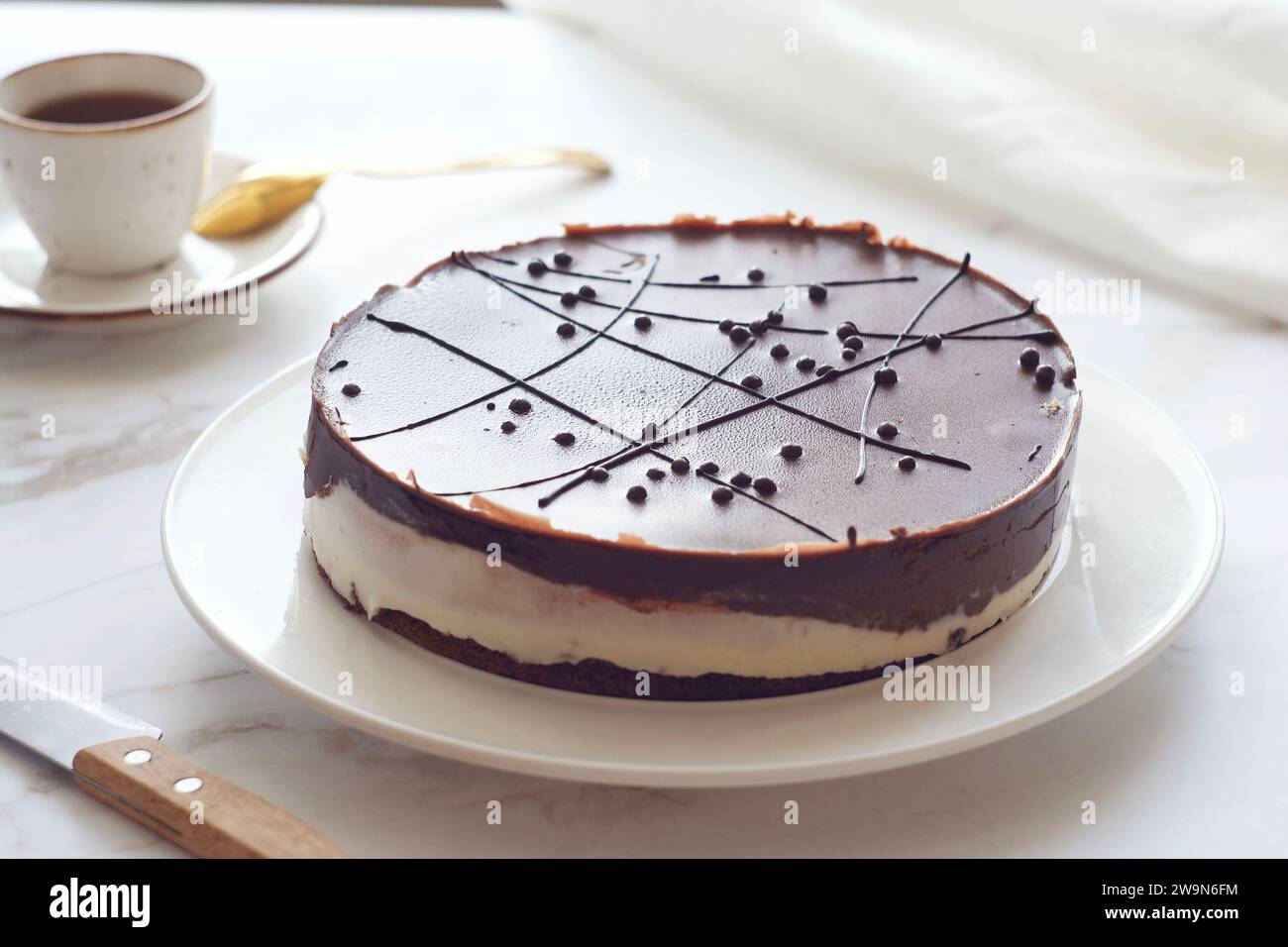 Chocolate cake on the table Stock Photo - Alamy