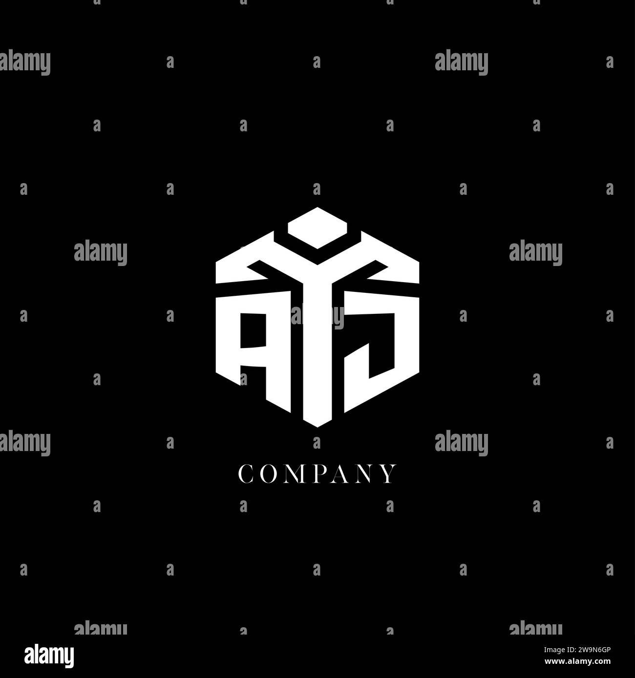 Initial AJ logo hexagon shape geometric style vector graphic Stock ...