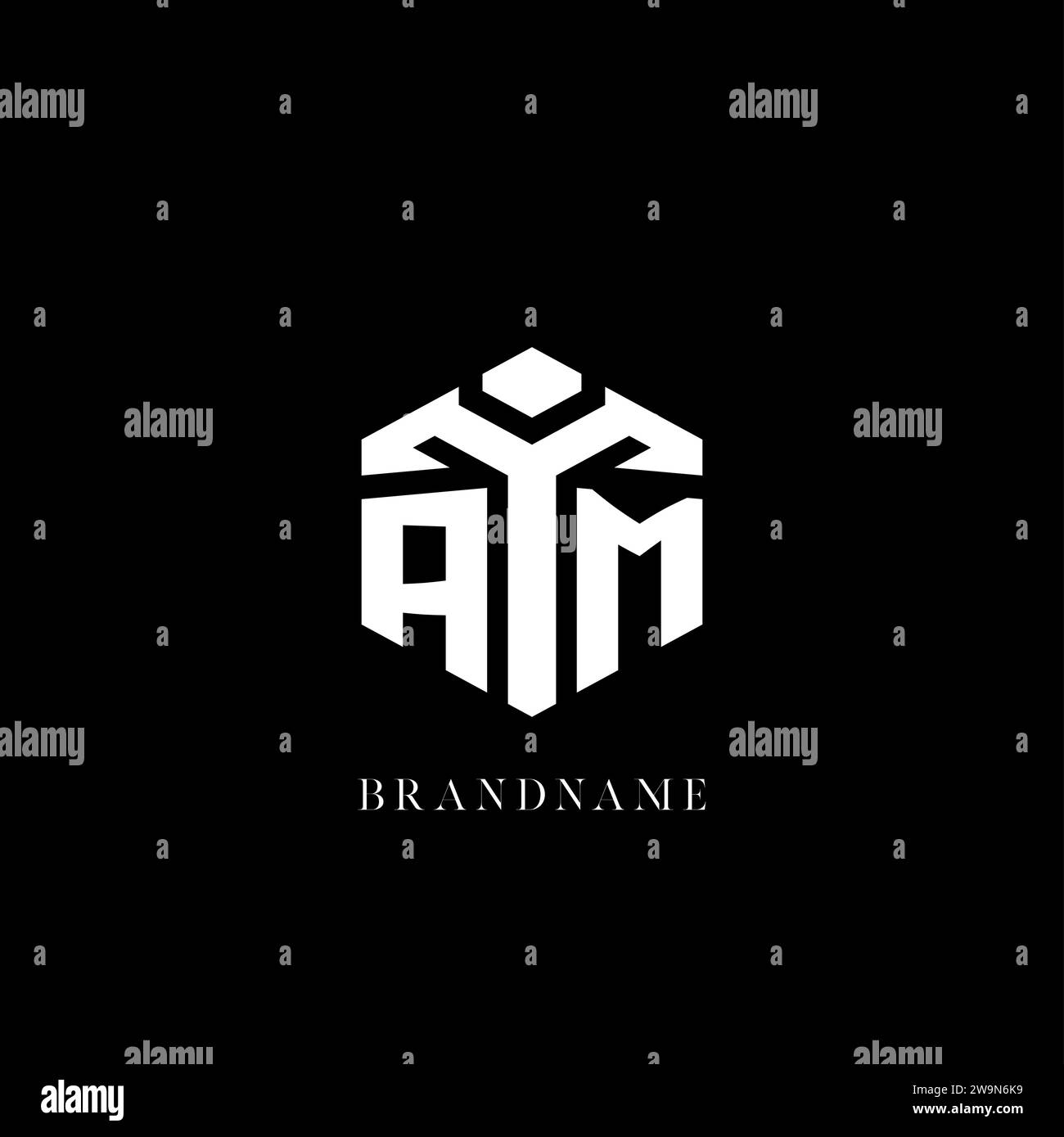 Initial AM logo hexagon shape geometric style vector graphic Stock ...