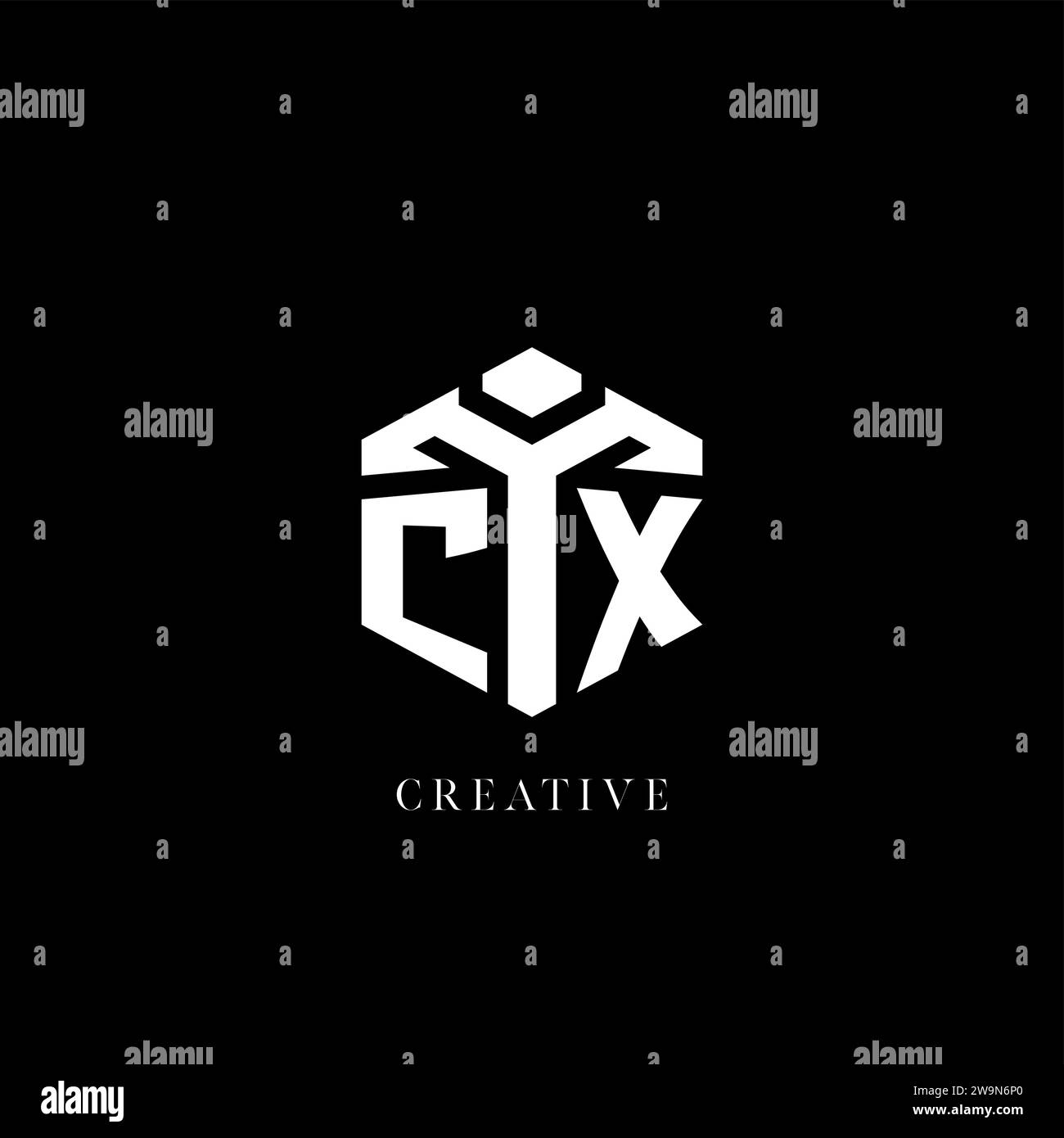 Initial CX logo hexagon shape geometric style vector graphic Stock ...