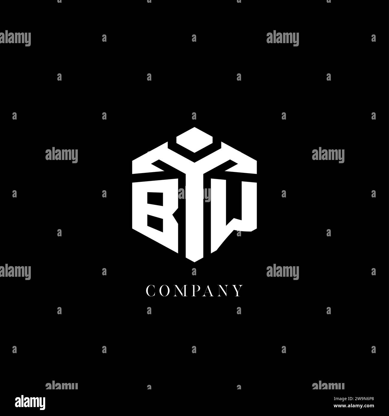 Initial BW logo hexagon shape geometric style vector graphic Stock ...