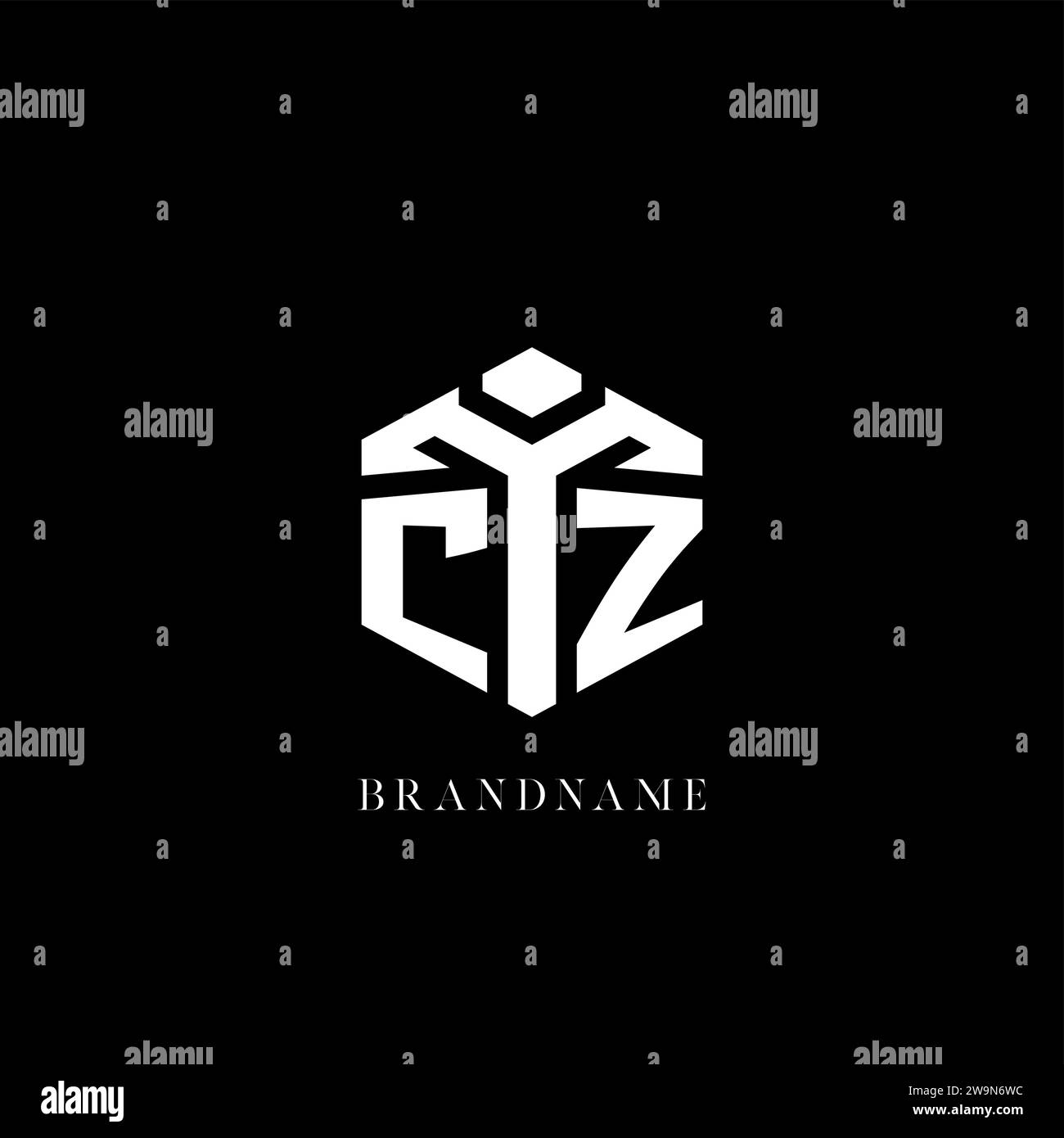 Initial CZ logo hexagon shape geometric style vector graphic Stock ...
