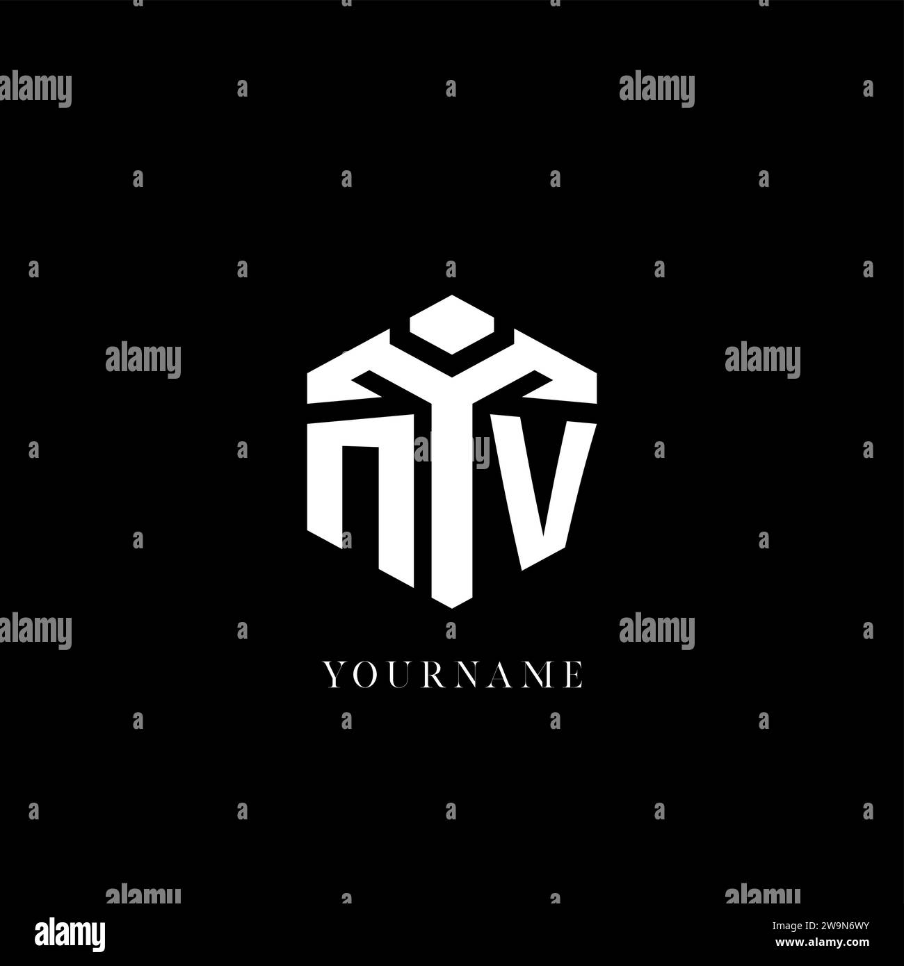 Initial NV logo hexagon shape geometric style vector graphic Stock ...