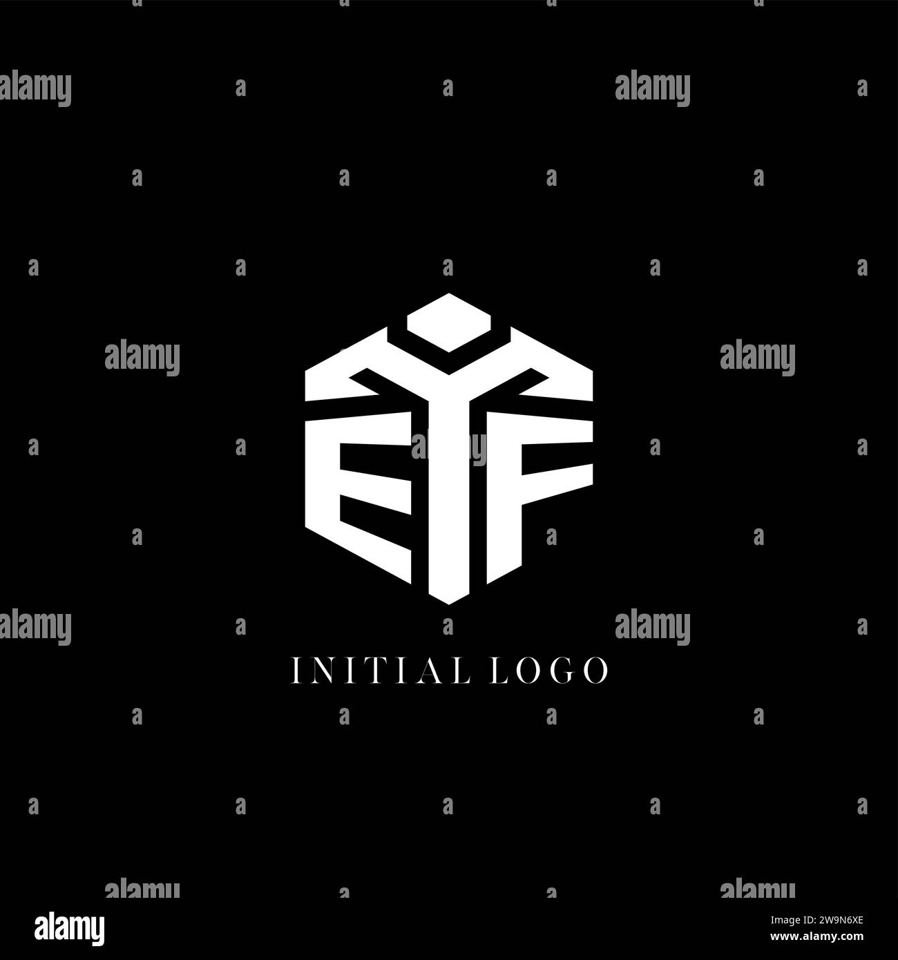 Initial EF logo hexagon shape geometric style vector graphic Stock ...
