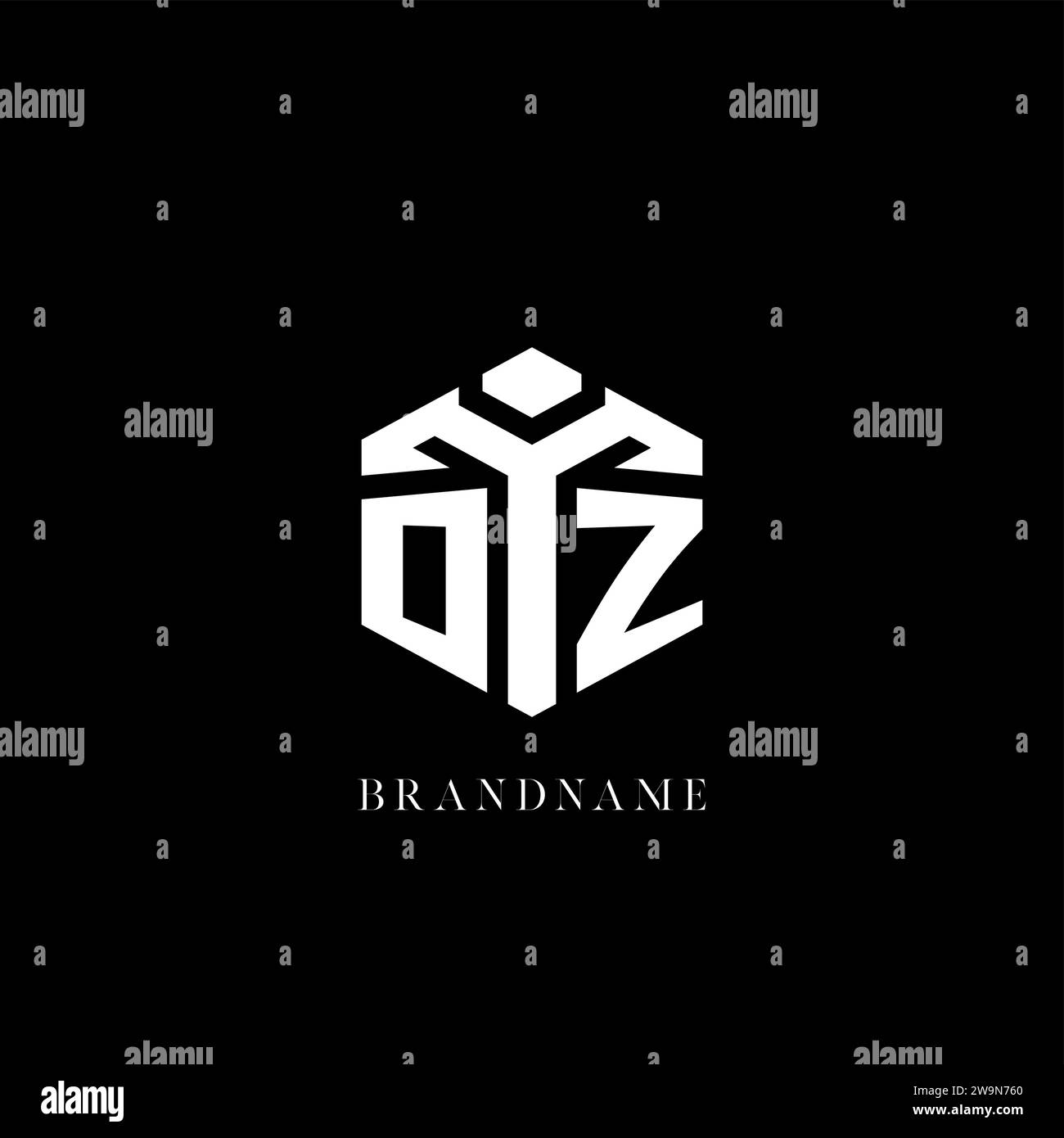 Initial OZ logo hexagon shape geometric style vector graphic Stock ...