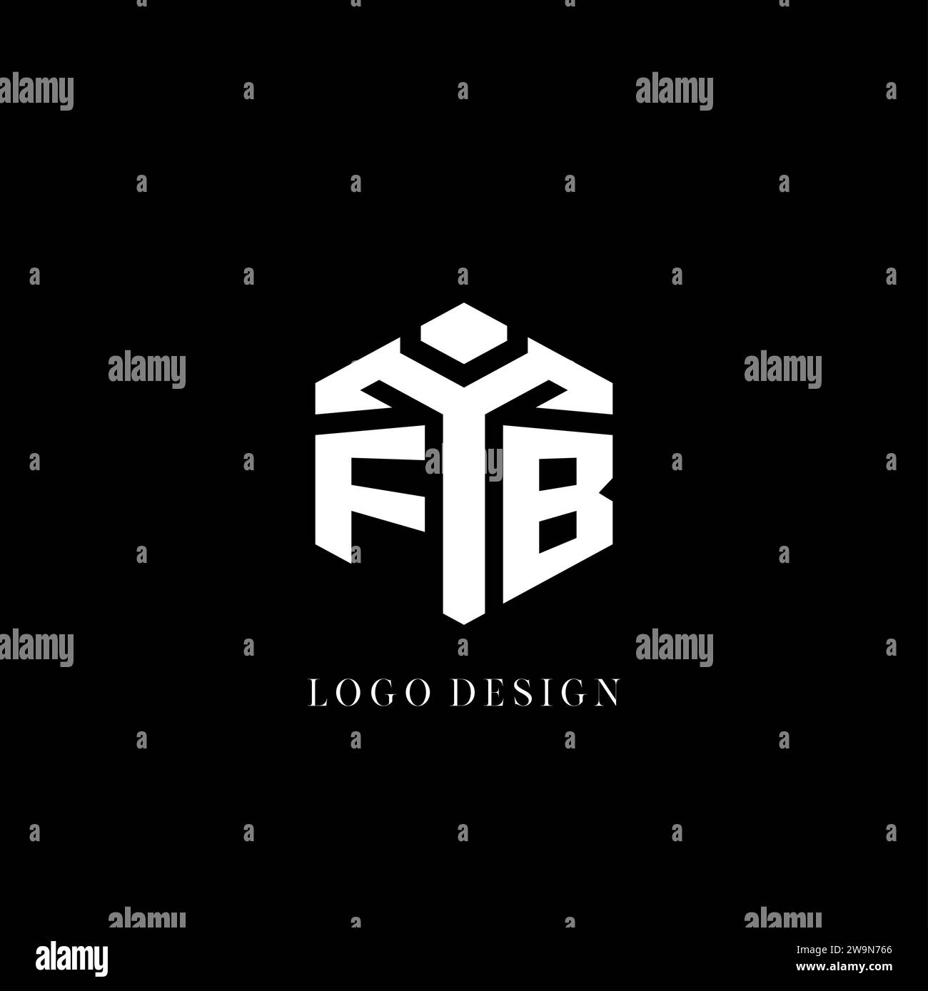 Initial FB logo hexagon shape geometric style vector graphic Stock ...