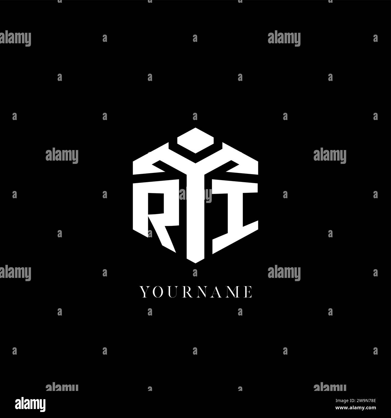 Initial RI logo hexagon shape geometric style vector graphic Stock ...