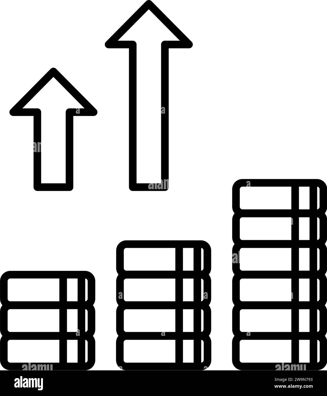 Icon with profit from investment, simple line drawing illustration ...