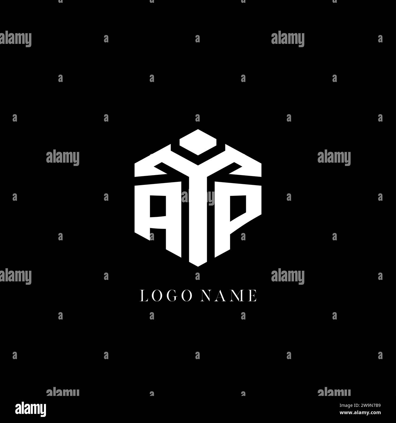 Initial AP logo hexagon shape geometric style vector graphic Stock ...