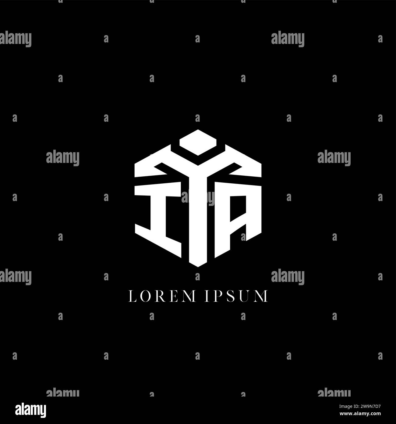 Initial IA logo hexagon shape geometric style vector graphic Stock ...