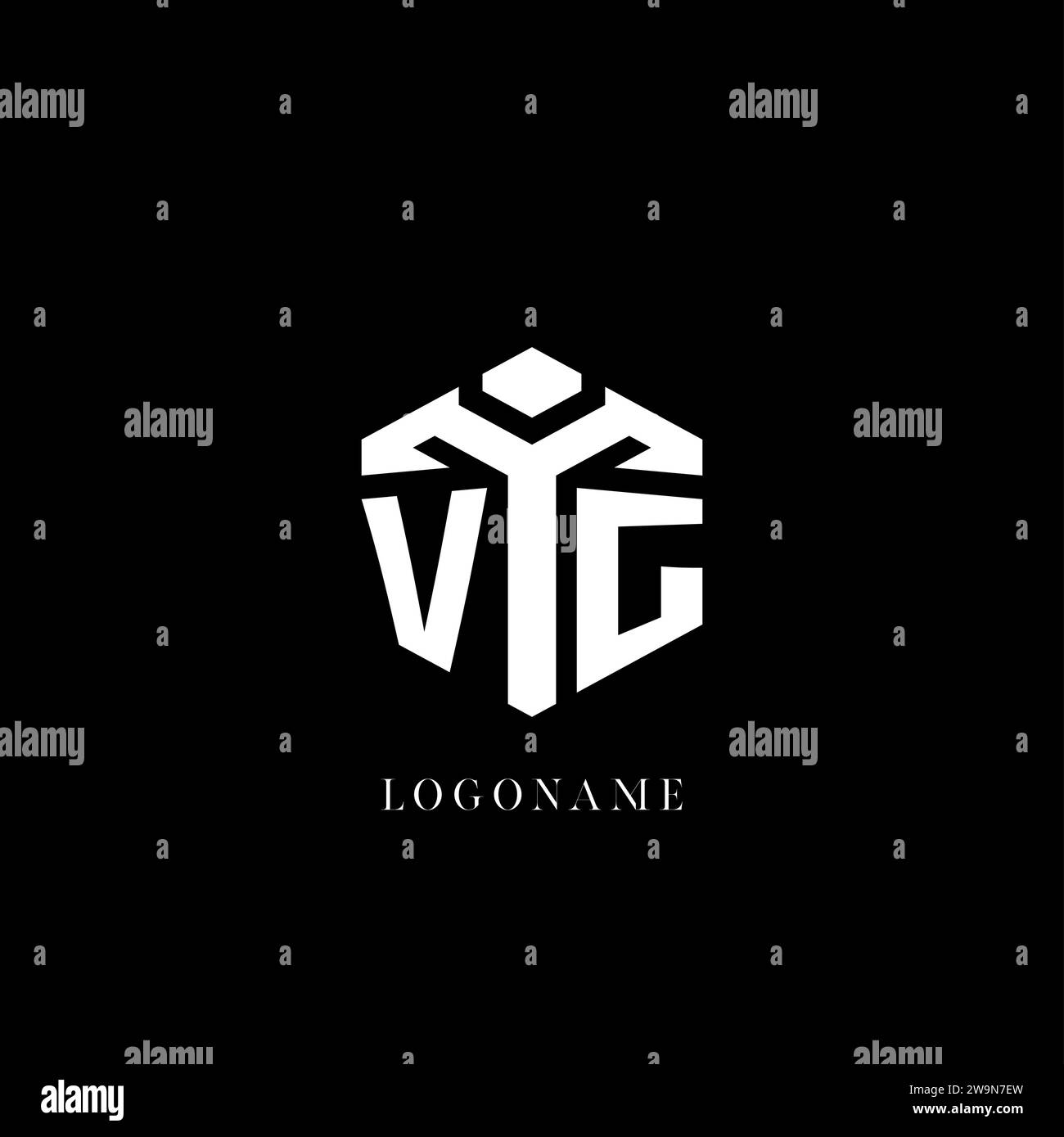 Initial VG logo hexagon shape geometric style vector graphic Stock ...