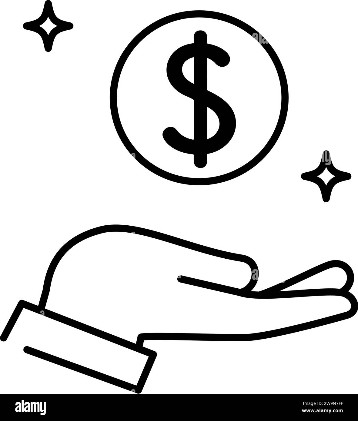 Icon of foreign currency investment, simple line drawing illustration ...