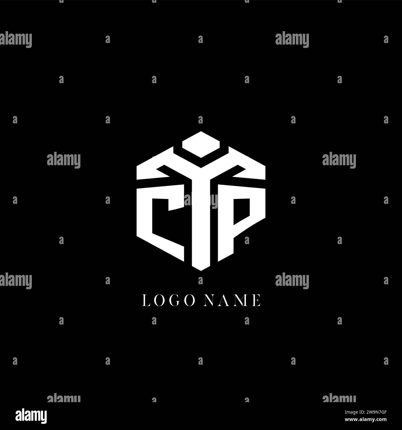 Initial CP logo hexagon shape geometric style vector graphic Stock ...