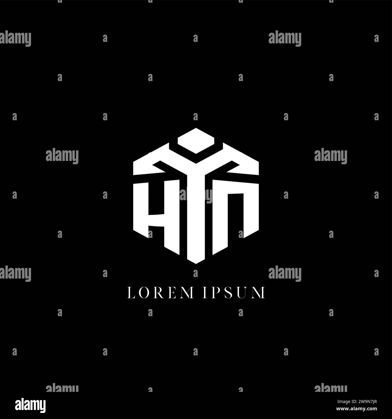 Initial HN logo hexagon shape geometric style vector graphic Stock ...