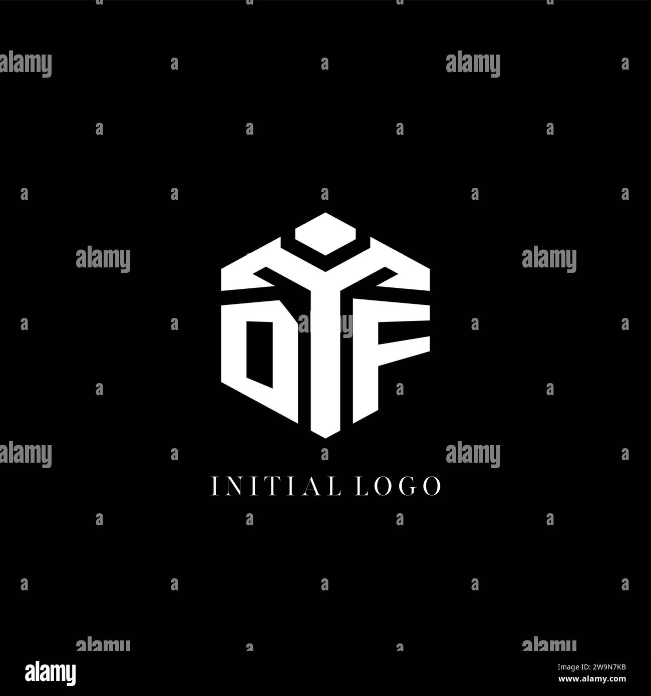 Initial DF logo hexagon shape geometric style vector graphic Stock ...