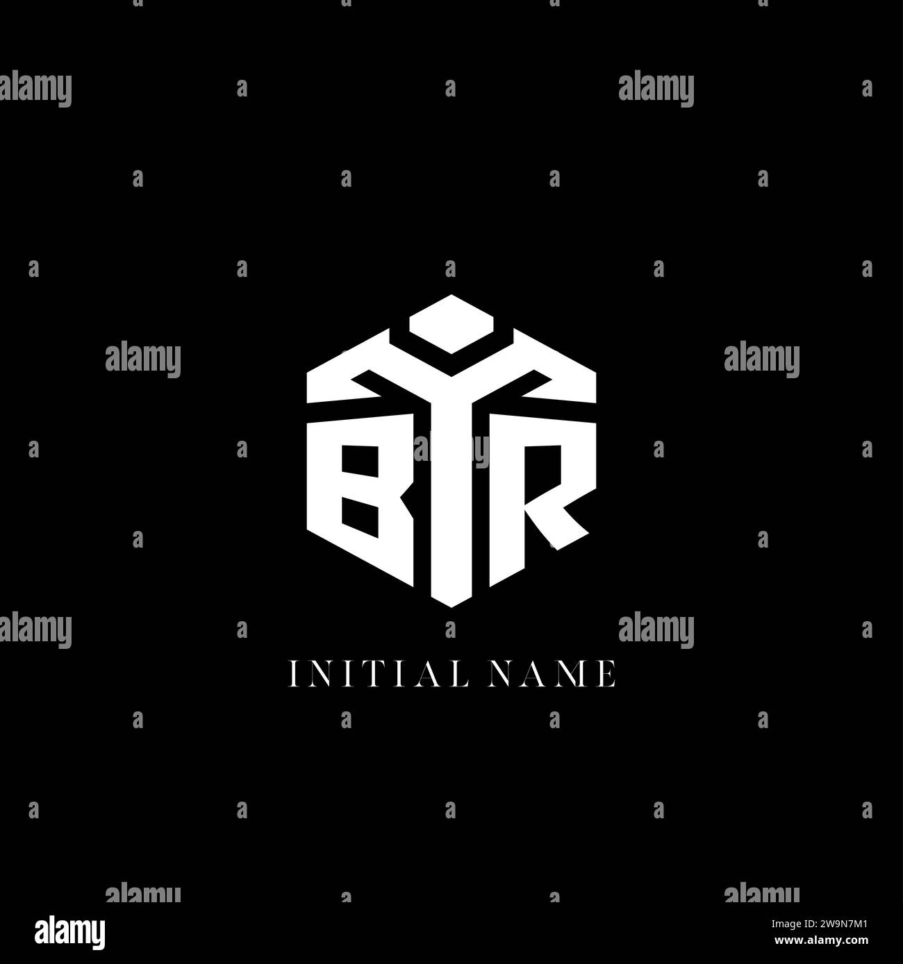 Initial BR logo hexagon shape geometric style vector graphic Stock ...