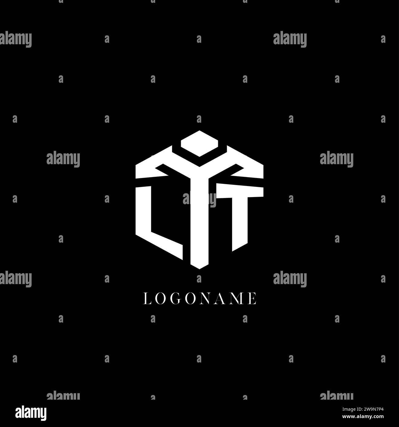 Initial LT logo hexagon shape geometric style vector graphic Stock ...