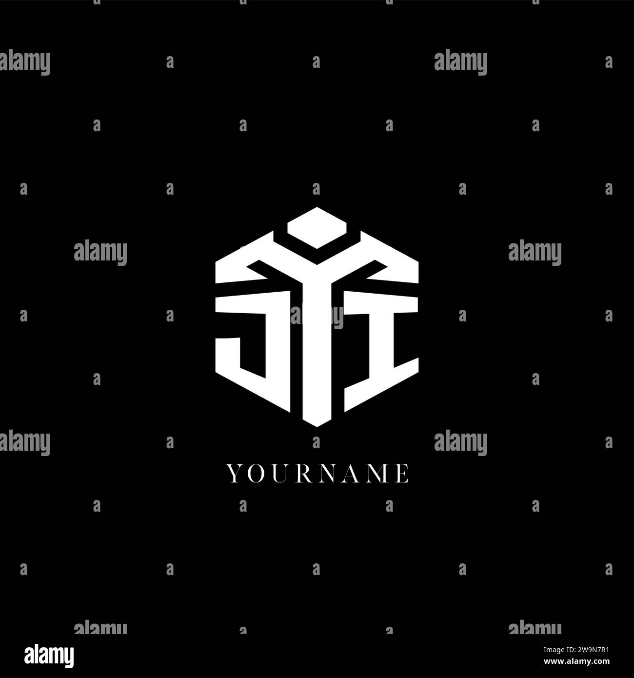 Initial JI logo hexagon shape geometric style vector graphic Stock ...