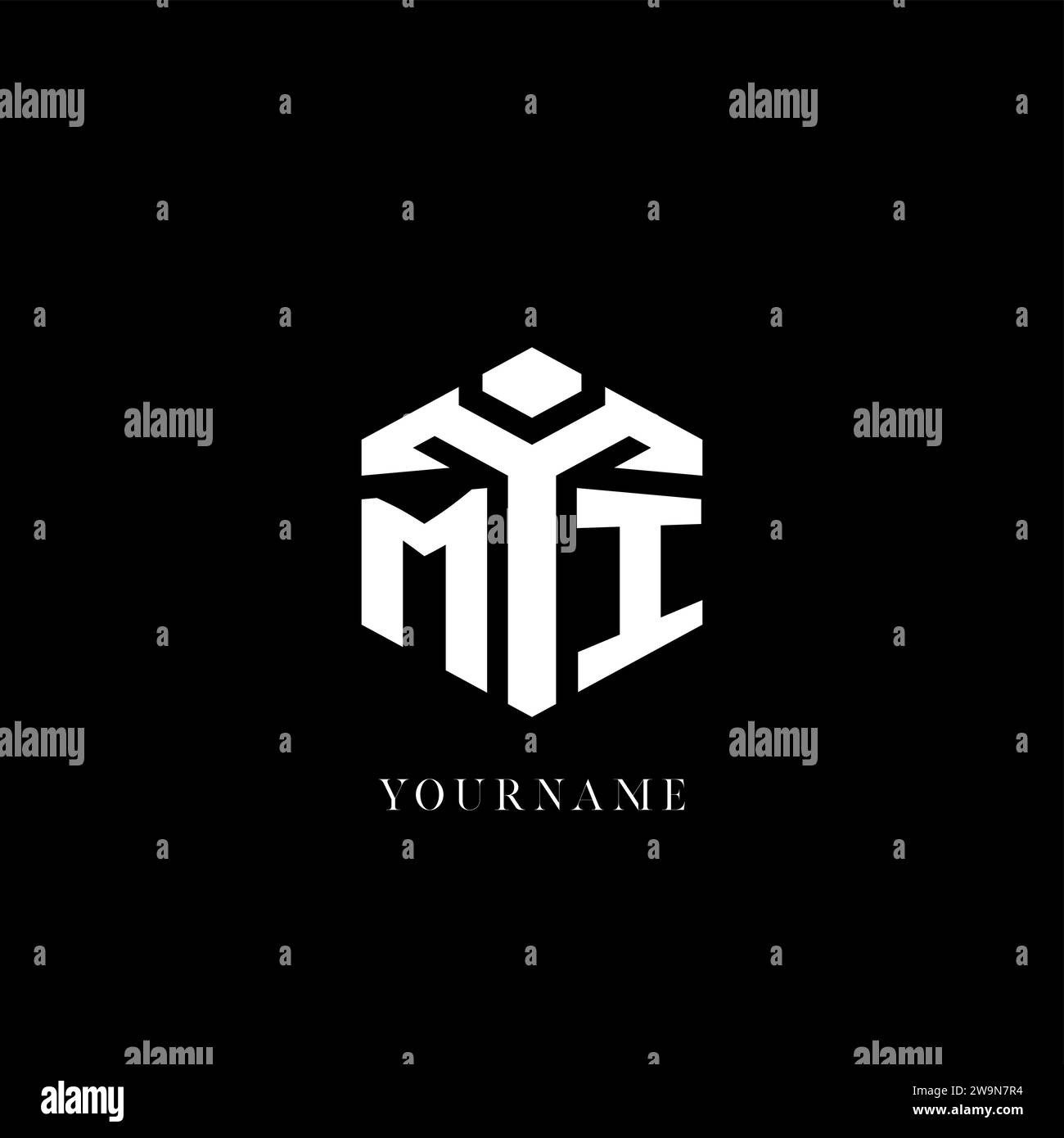 Initial MI logo hexagon shape geometric style vector graphic Stock ...