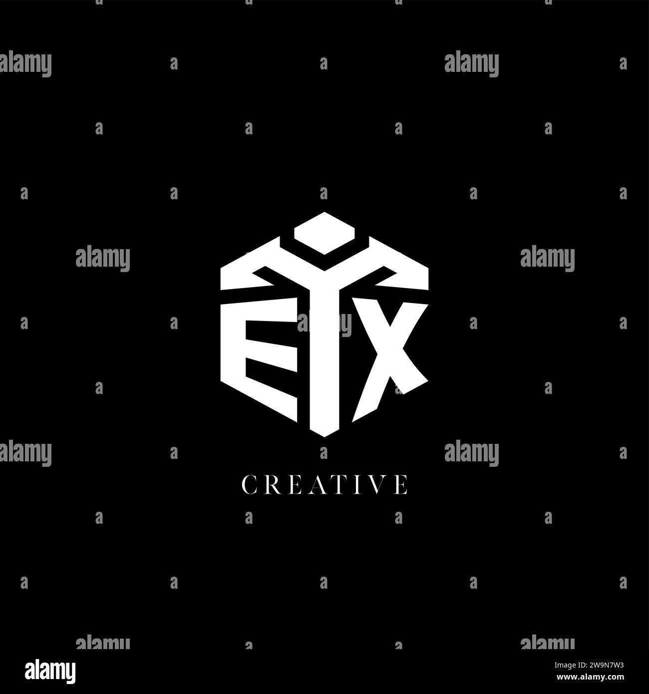 Initial EX logo hexagon shape geometric style vector graphic Stock ...