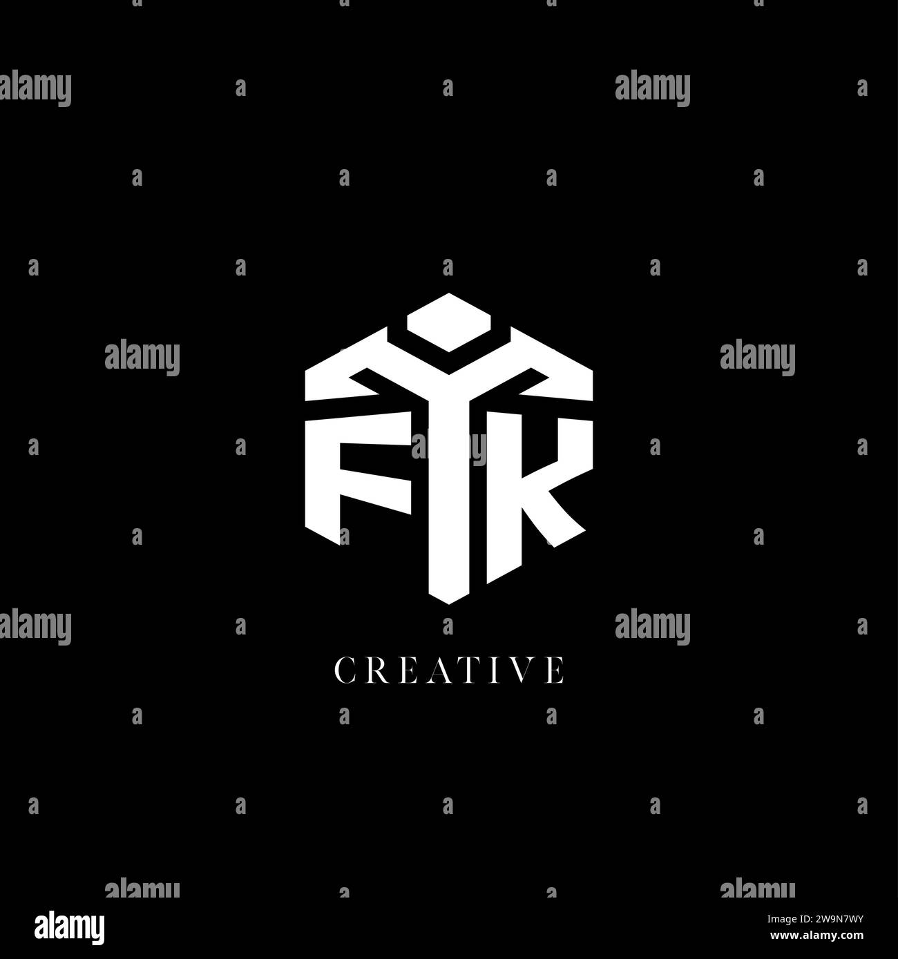 Initial FK logo hexagon shape geometric style vector graphic Stock ...