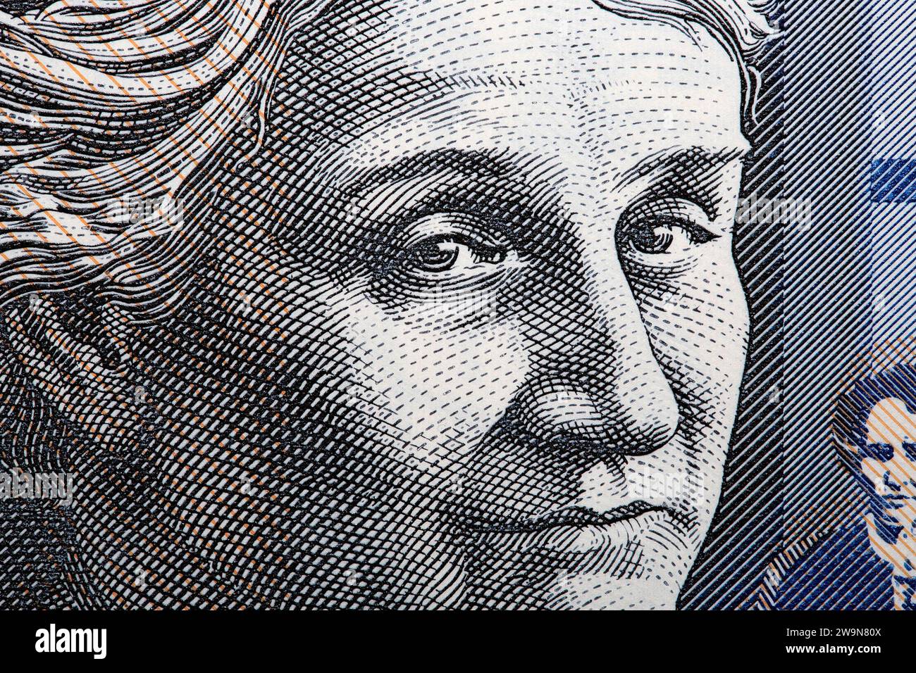 Edith Cowan a closeup portrait from Australian money - Dollar Stock ...