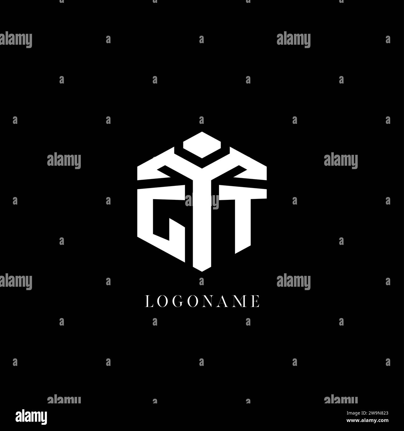 Initial GT logo hexagon shape geometric style vector graphic Stock ...