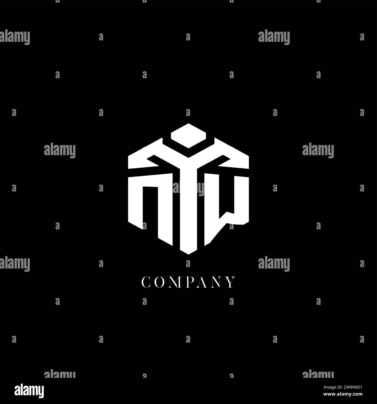 Initial NW logo hexagon shape geometric style vector graphic Stock ...