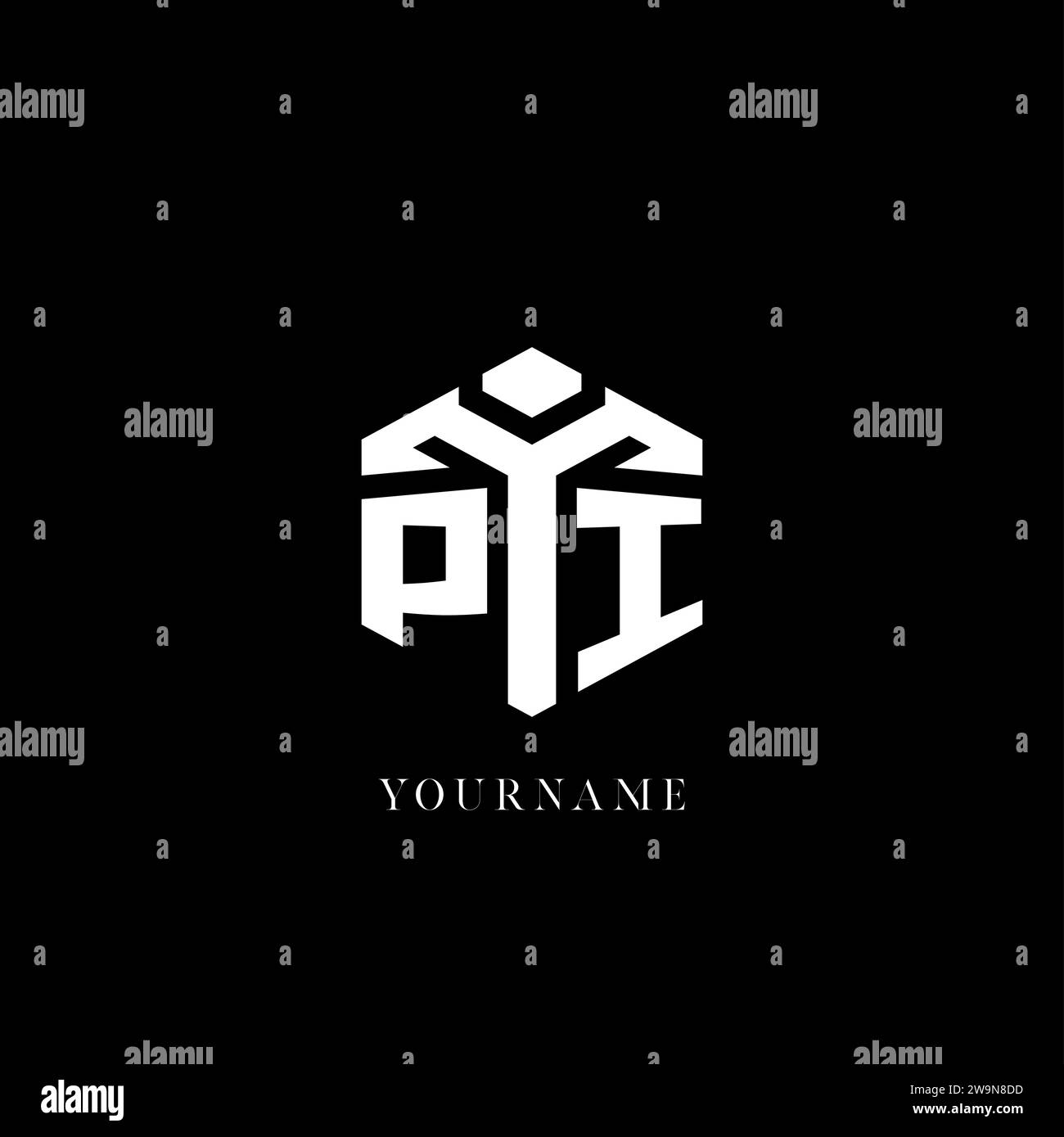 Initial PI logo hexagon shape geometric style vector graphic Stock ...
