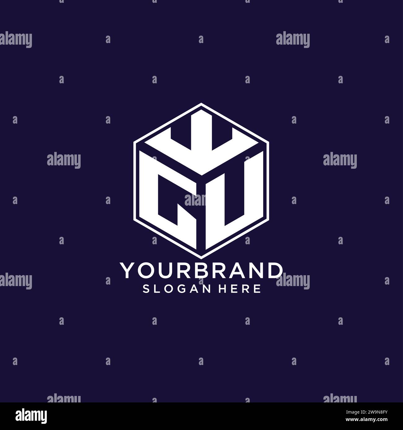 Initials GU logo hexagon shape, creative geometric logo design concept ...