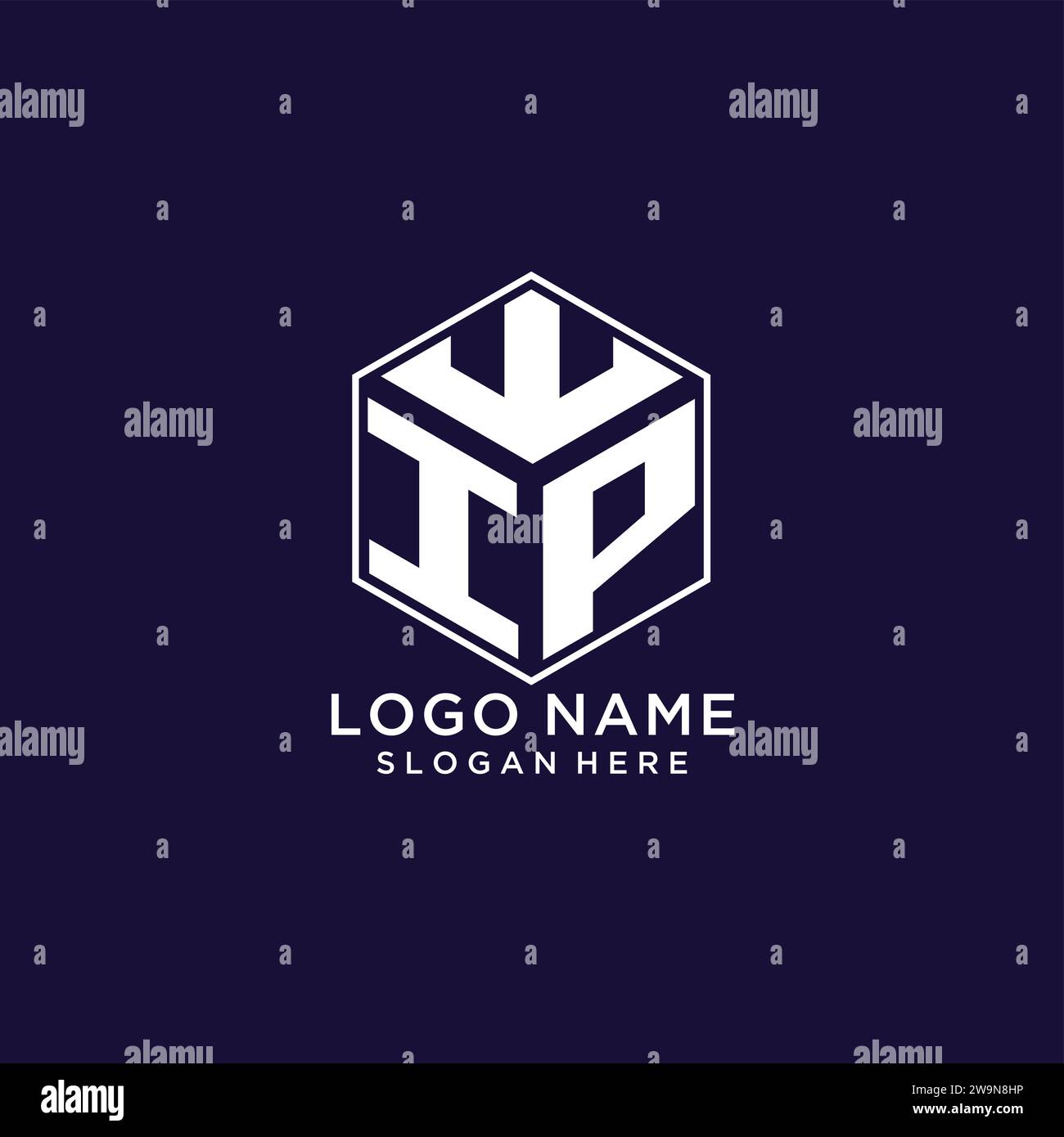 Initials IP logo hexagon shape, creative geometric logo design concept ...