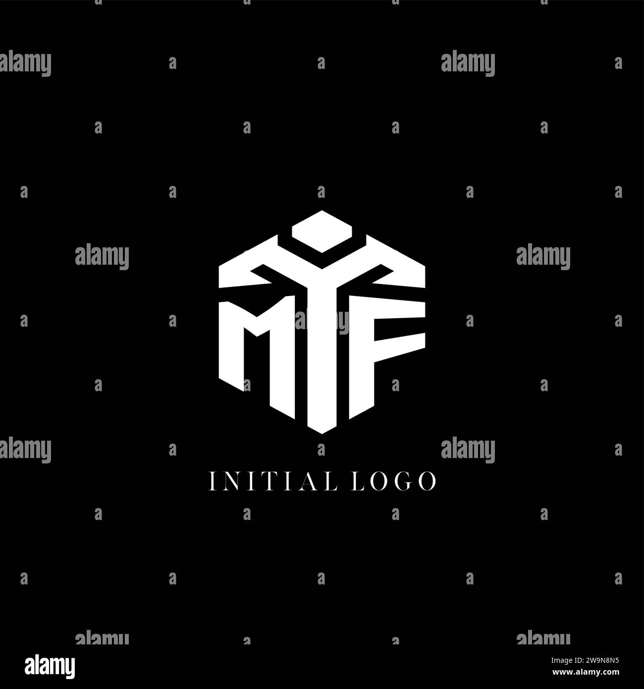 Initial MF logo hexagon shape geometric style vector graphic Stock ...