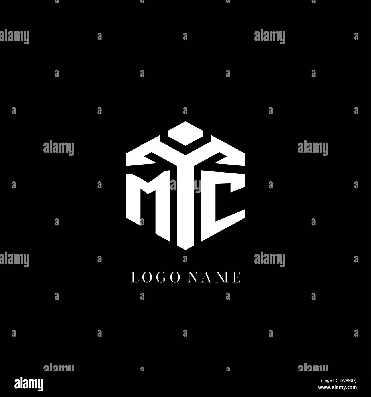Initial MC logo hexagon shape geometric style vector graphic Stock ...