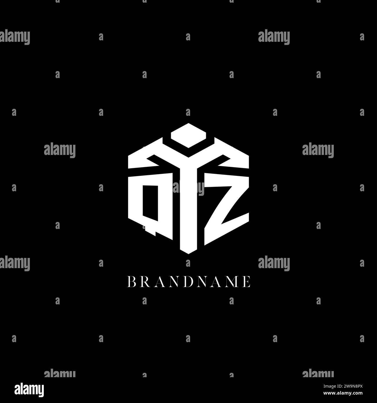 Initial QZ logo hexagon shape geometric style vector graphic Stock ...