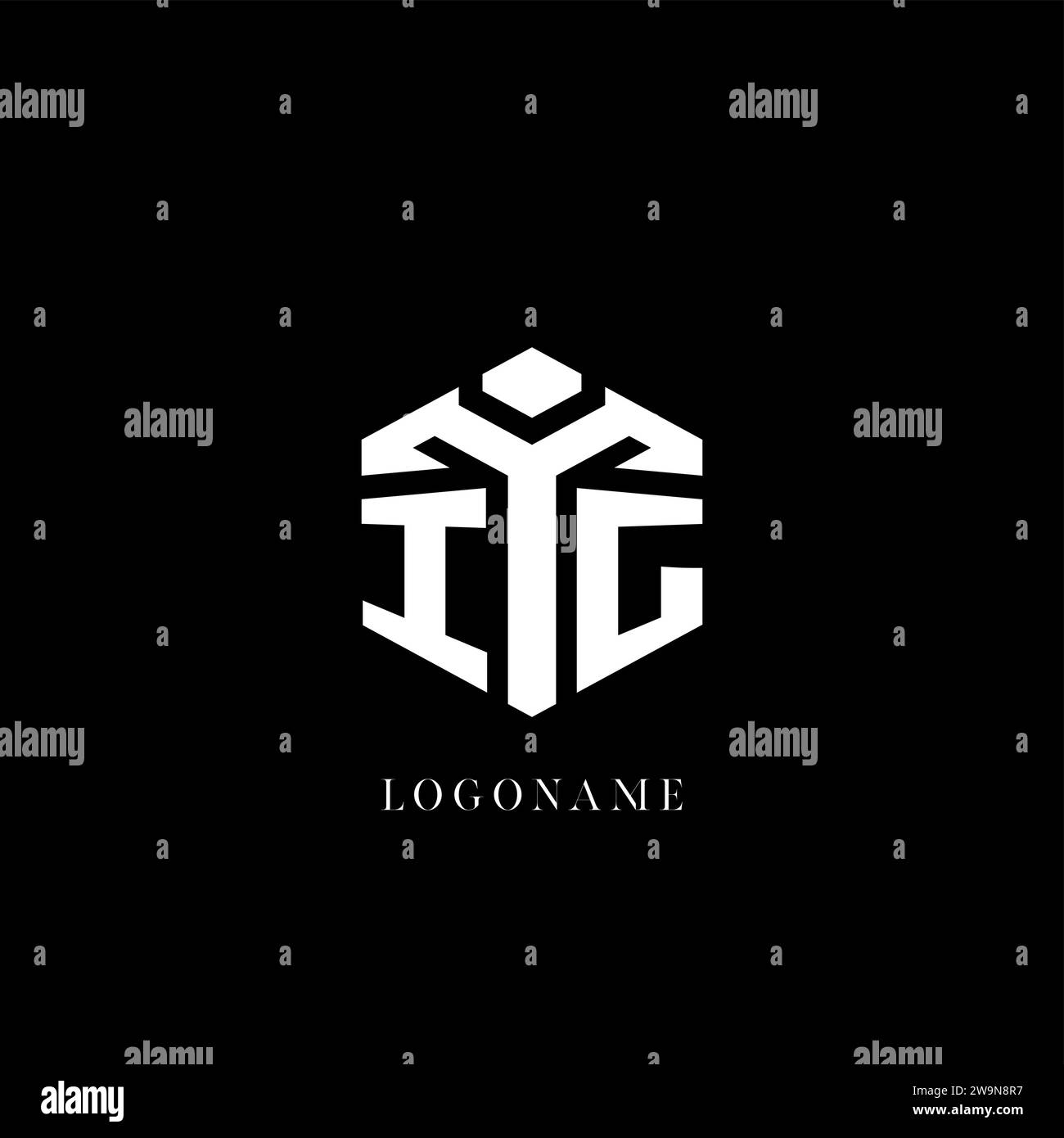 Initial IG logo hexagon shape geometric style vector graphic Stock ...