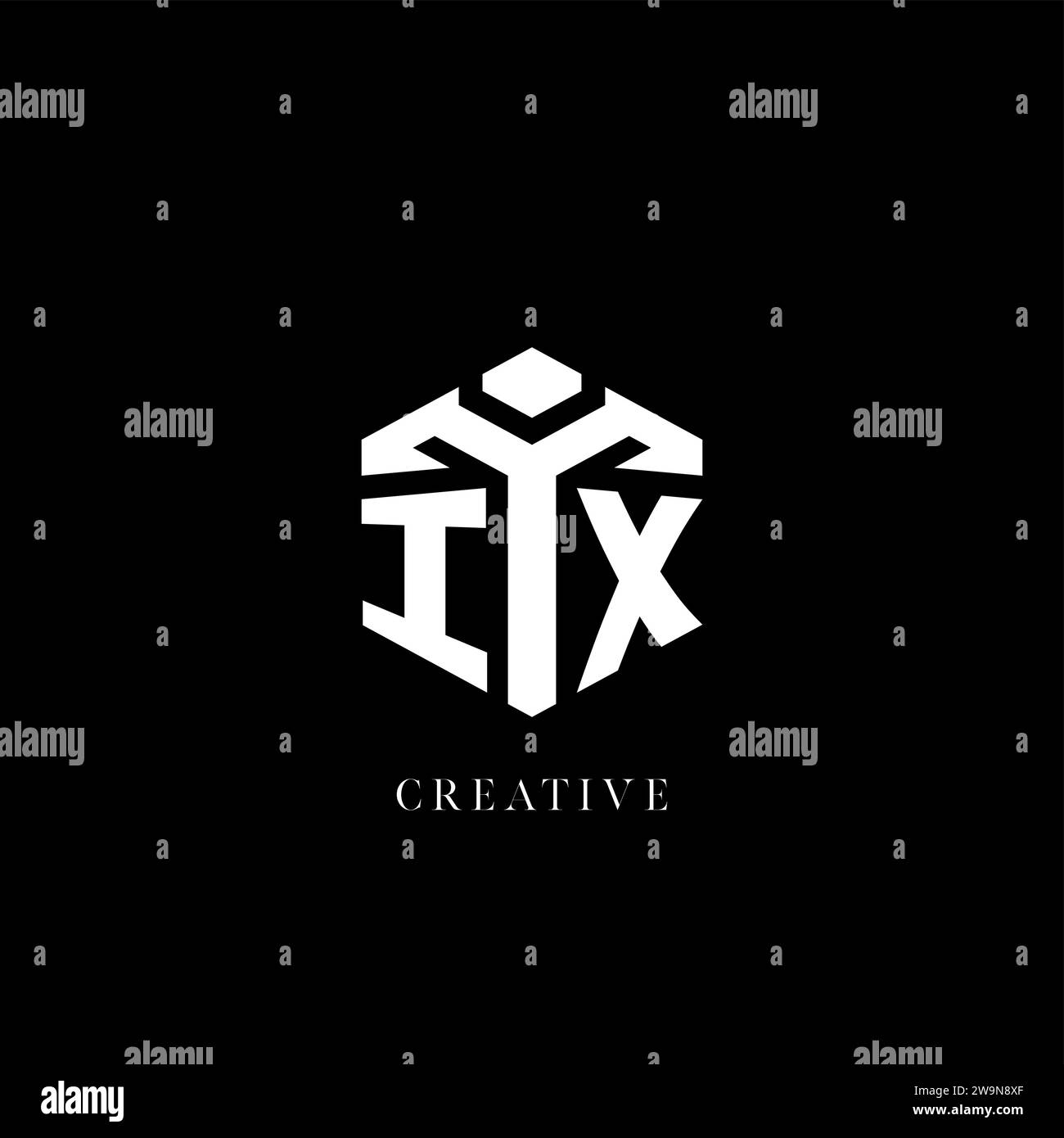 Initial IX logo hexagon shape geometric style vector graphic Stock ...
