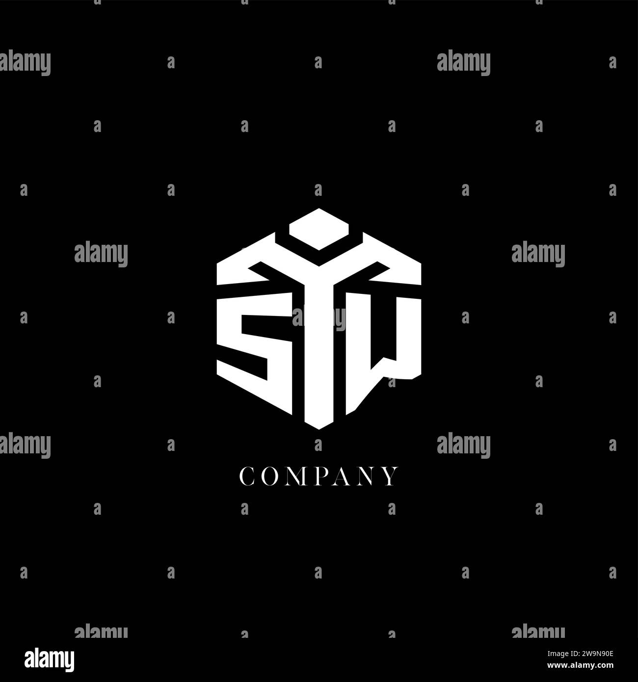 Initial SW logo hexagon shape geometric style vector graphic Stock ...