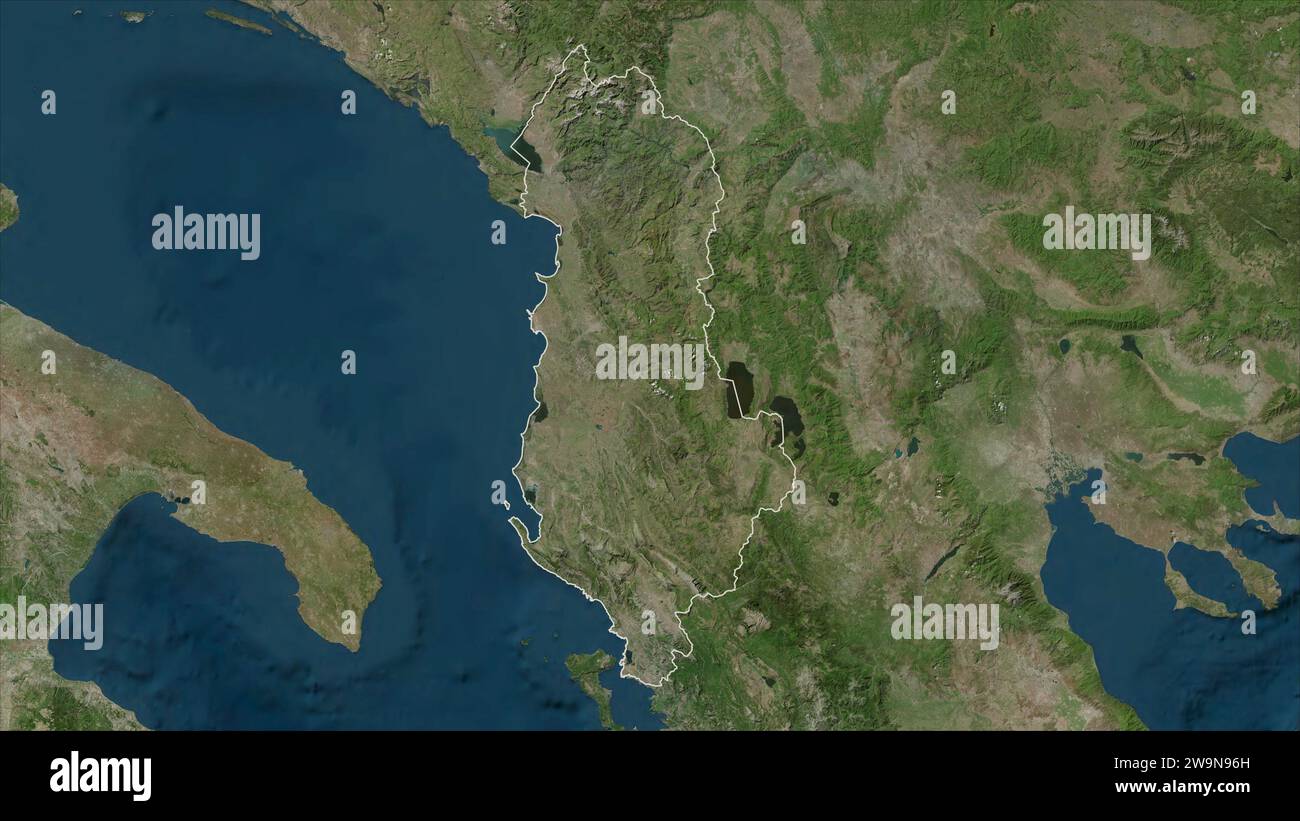 Albania outlined on a high resolution satellite map Stock Photo - Alamy