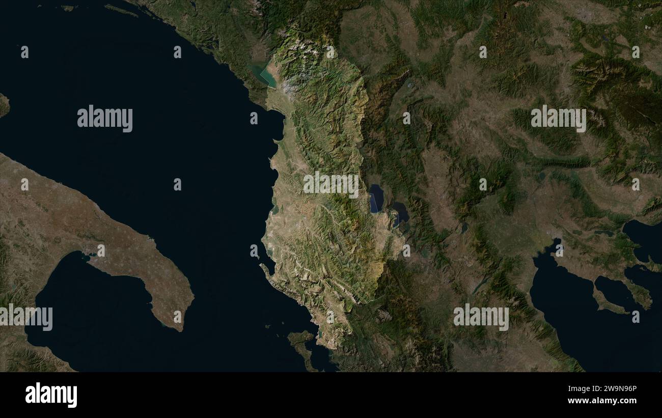 Albania highlighted on a low resolution satellite map Stock Photo - Alamy