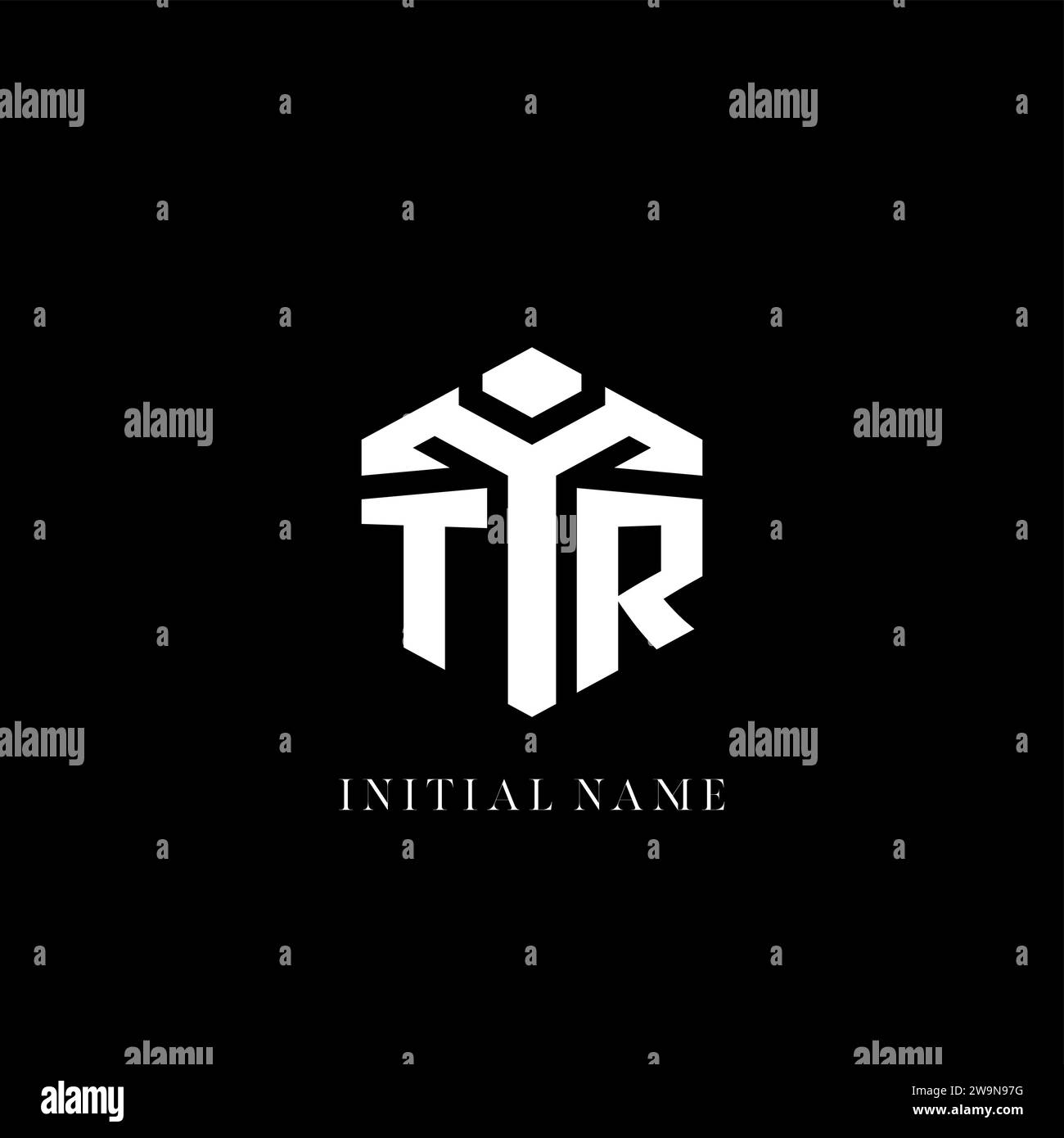 Initial TR logo hexagon shape geometric style vector graphic Stock ...
