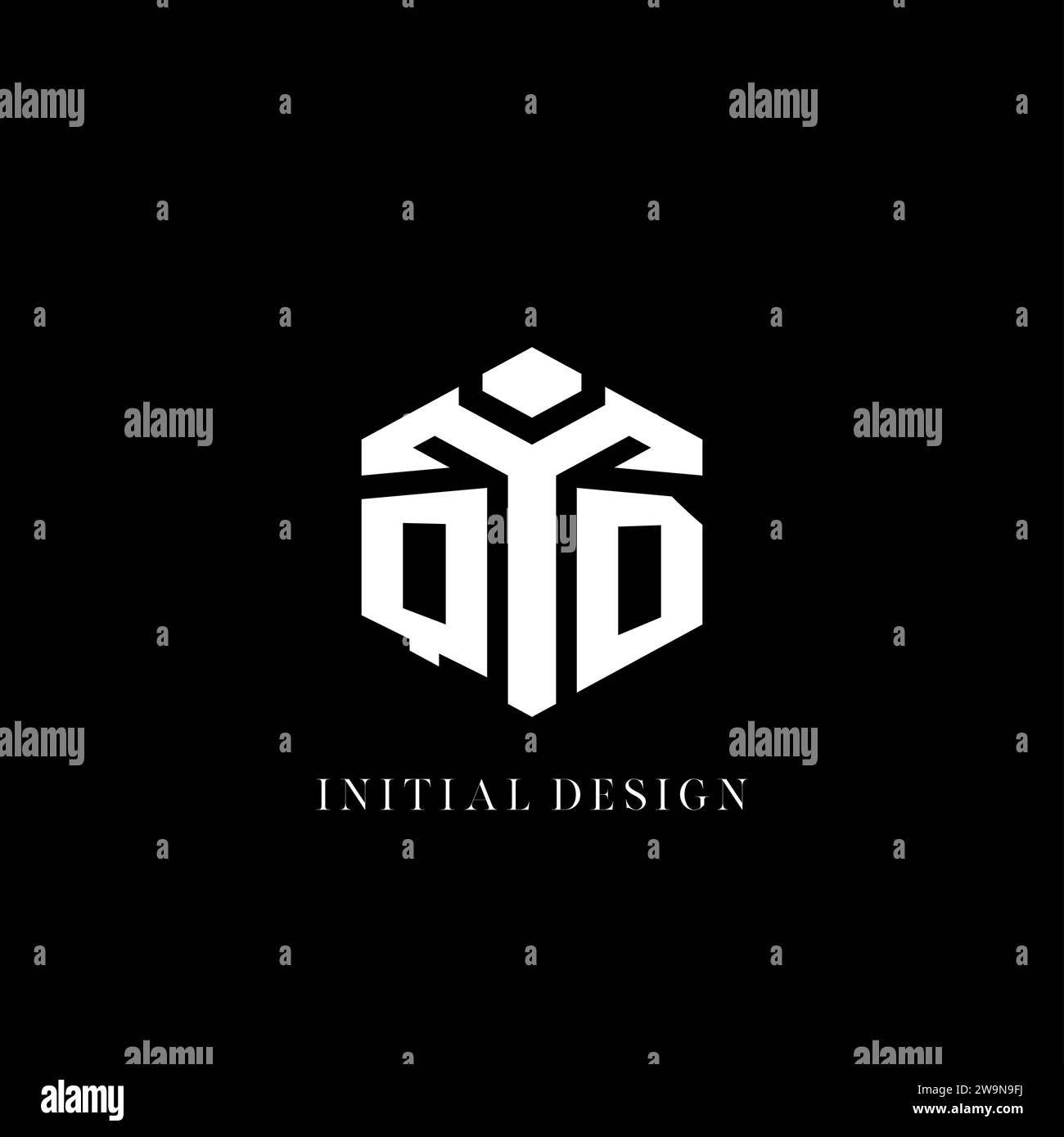Initial QD logo hexagon shape geometric style vector graphic Stock ...